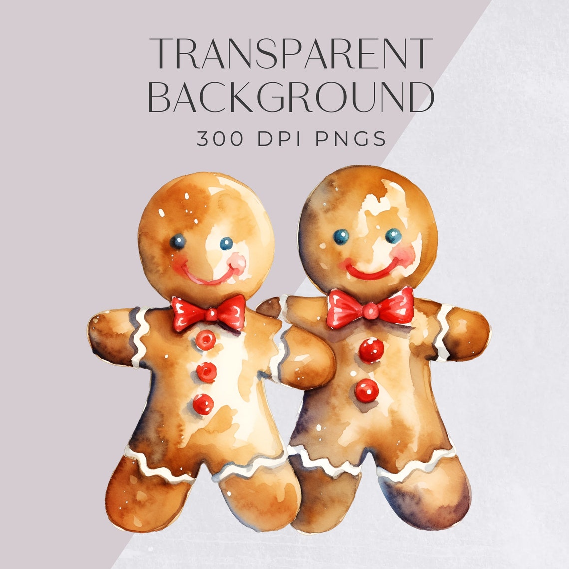 Printable Gingerbread Man Clipart, Cute Christmas Clip Art, Watercolor ...