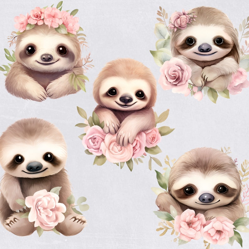 Sloth Girl Clipart, Cute Baby Girl Clip Art, Woodland Animals, Pink ...