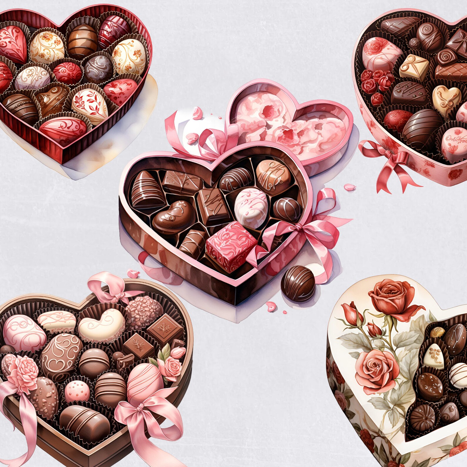 Valentines Day Chocolate Clipart, Heart Candy Box Clip Art, Mothers Day ...