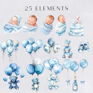 Boy Babyshower Clipart, Baby Shower Clip Art, Blue Newborn Nursery ...