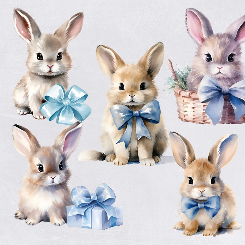 Easter Bunny Clipart Transparent, Watercolor Bunnies Graphics, Cute ...