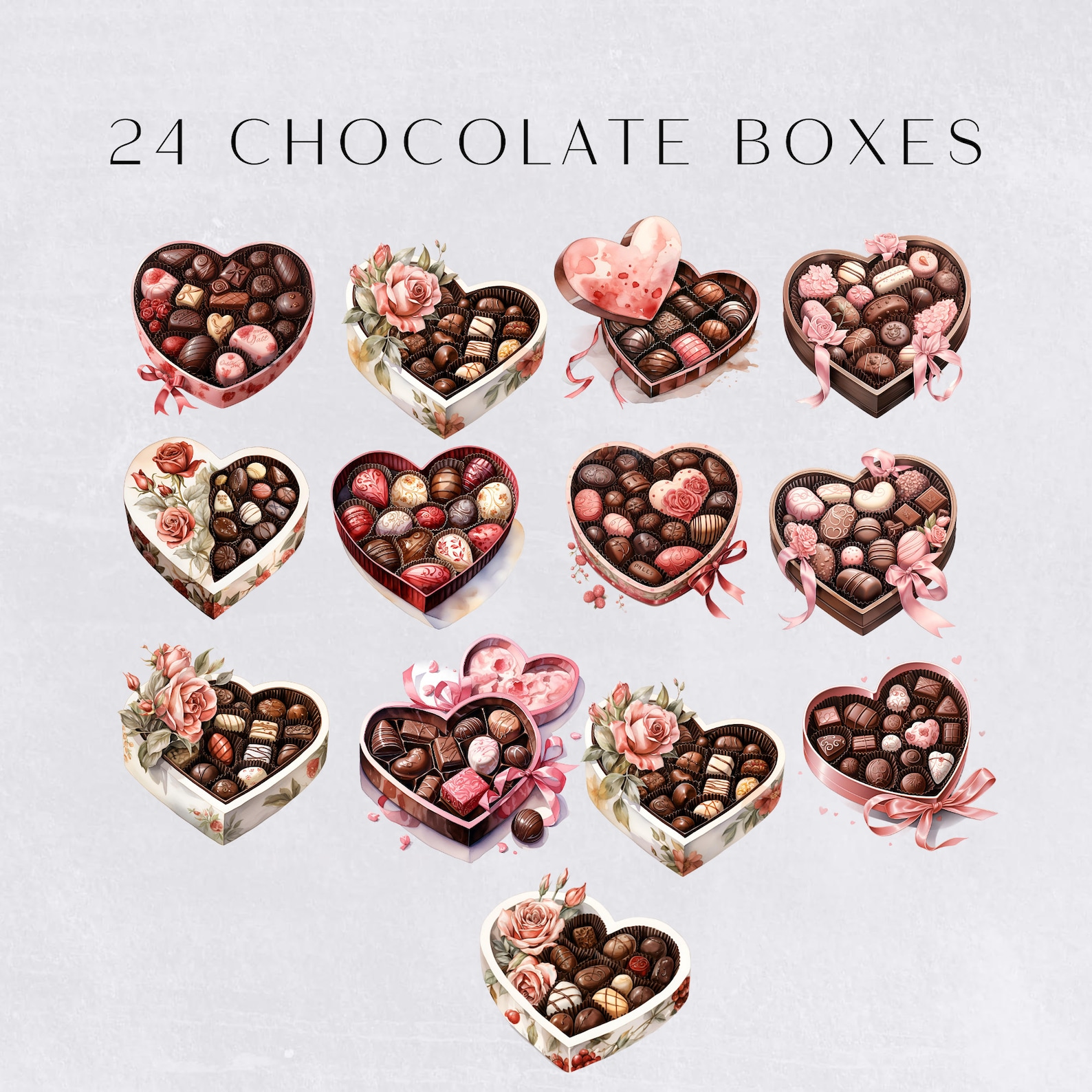 Valentines Day Chocolate Clipart, Heart Candy Box Clip Art, Mothers Day ...