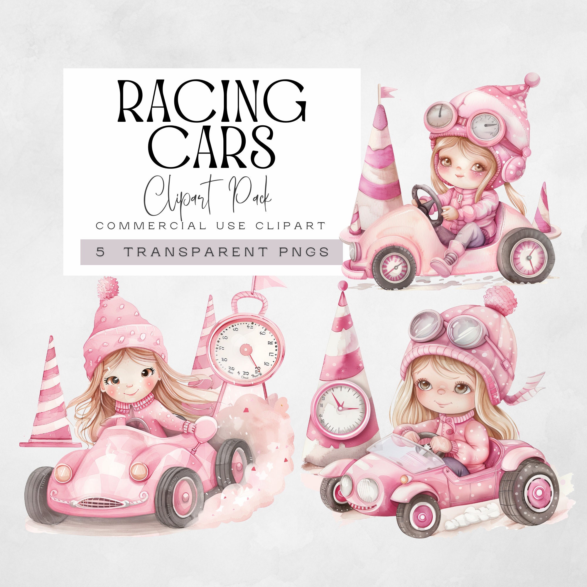 Racing Car Watercolor Clipart, Pink Race Car Clipart, Two Fast Png ...