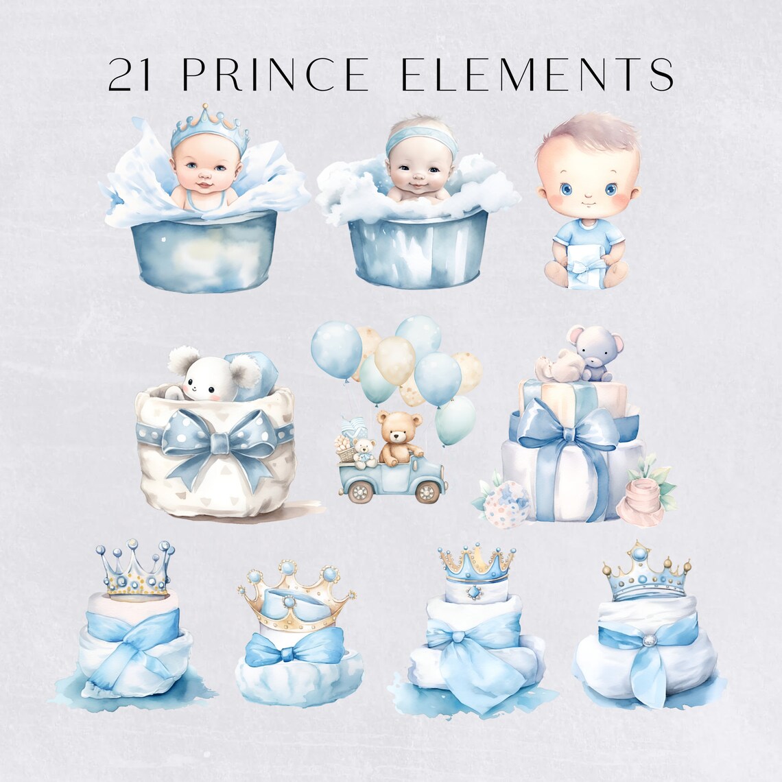 Prince Baby Shower Png, Little Prince Clipart, Watercolor Blue Boy Baby ...