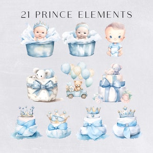 Prince Baby Shower Png, Little Prince Clipart, Watercolor Blue Boy Baby ...