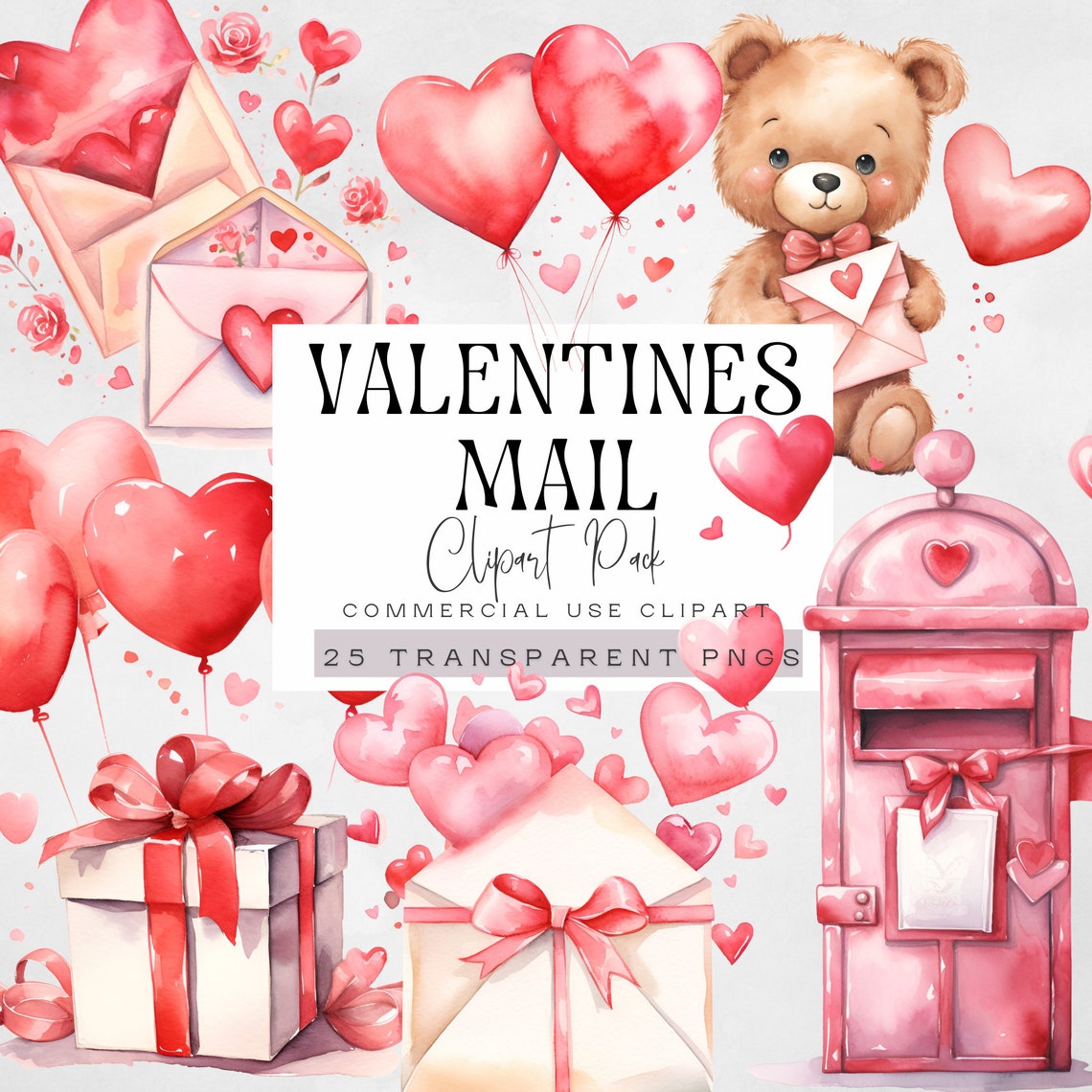 Valentines Mail Clipart, Love Letter Clipart, Romantic Graphics ...