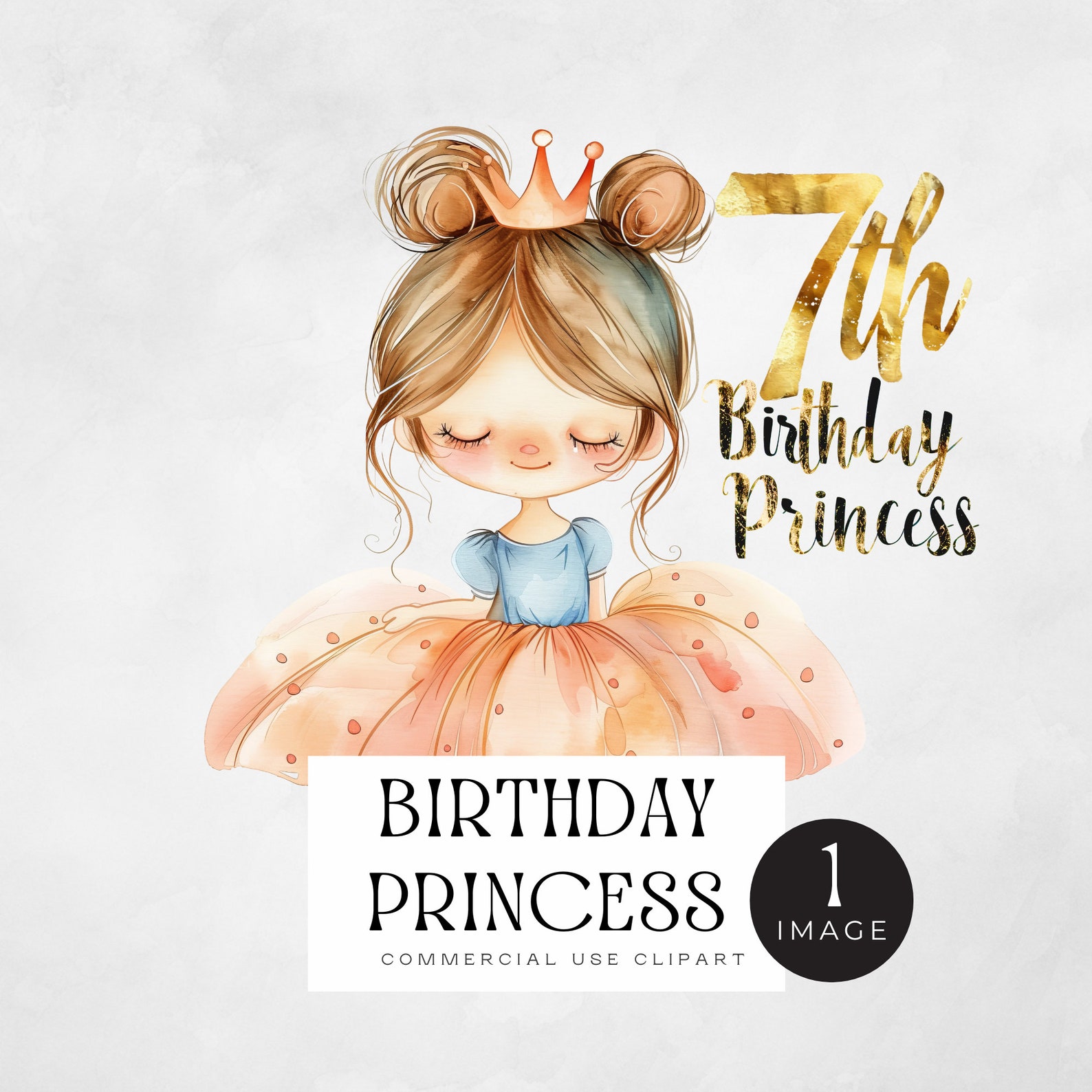 7th Birthday Princess Png | SINGLE IMAGE | Happy Seventh Birthday ...