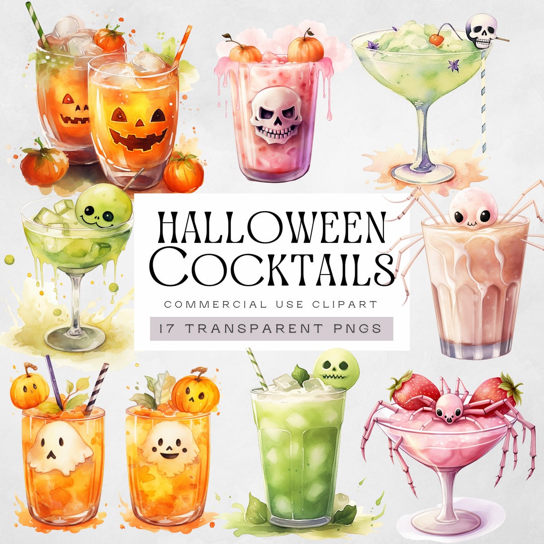 Halloween Cocktail Png, Spooky Pink Alcohol Drinks Illustration ...