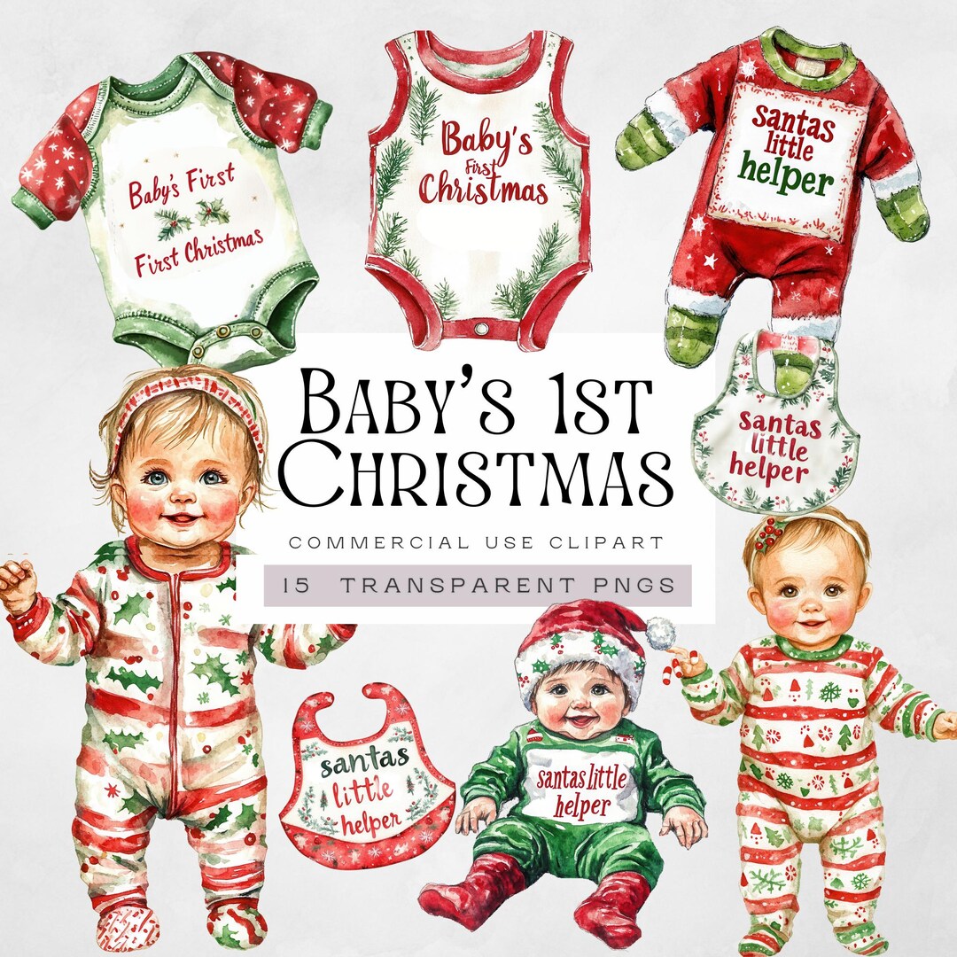 Baby's First Christmas Png, 1st Xmas Baby Clothes Clipart, Festive Baby ...