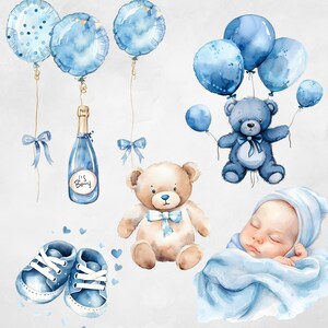 Boy Babyshower Clipart, Baby Shower Clip Art, Blue Newborn Nursery ...