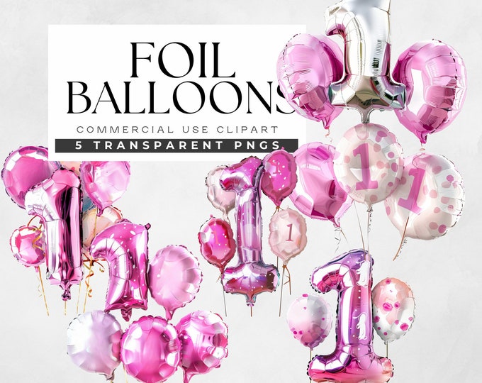 10 Balloon Numbers Clipart, Pink Party Numbers, Digital Clipart ...