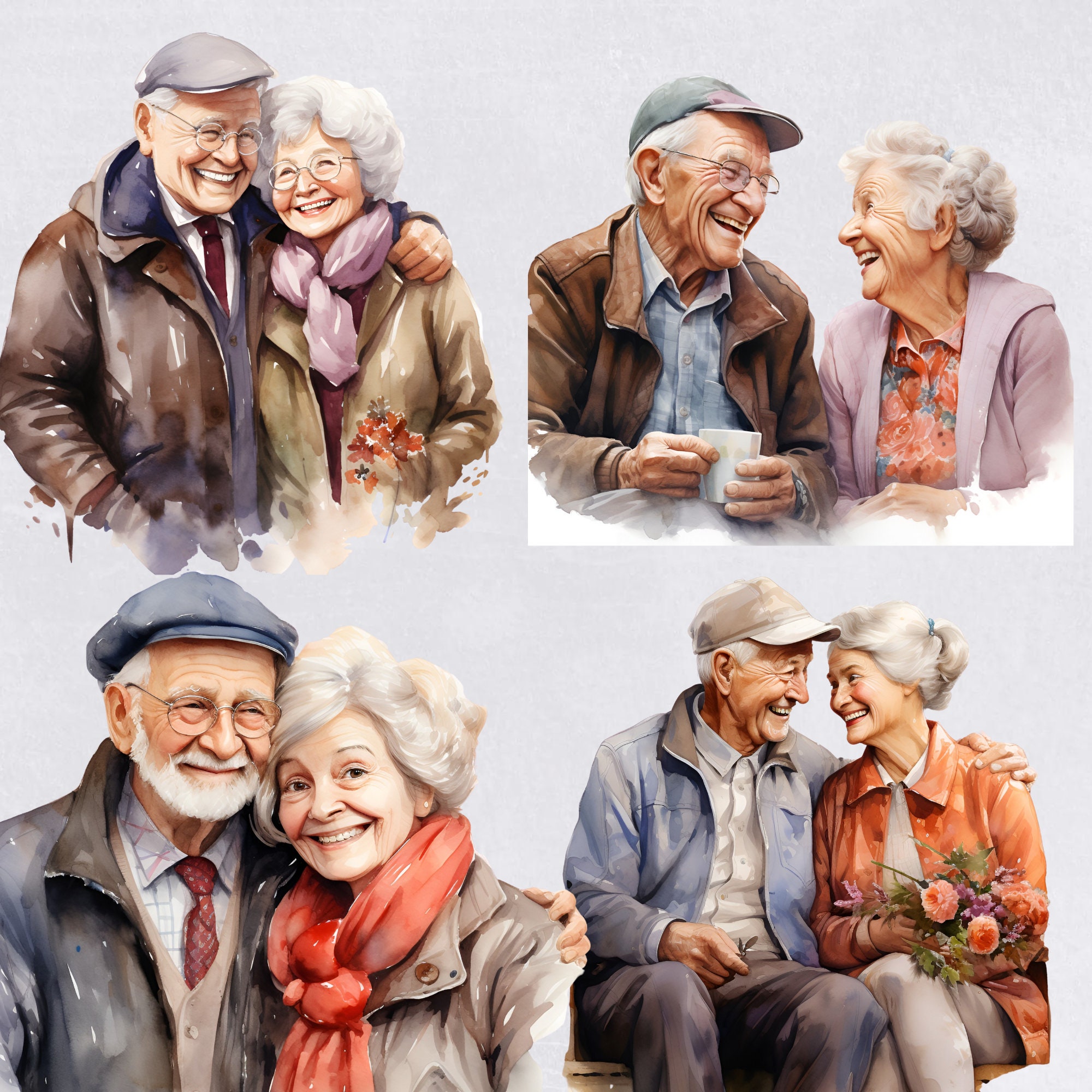 Elderly Couple Clipart, Grandfarther and Grandmother, Grandparents Day ...