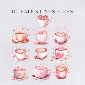 Coffee Valentines Day Clipart, Blush Valentines Day Illustrations, Love ...