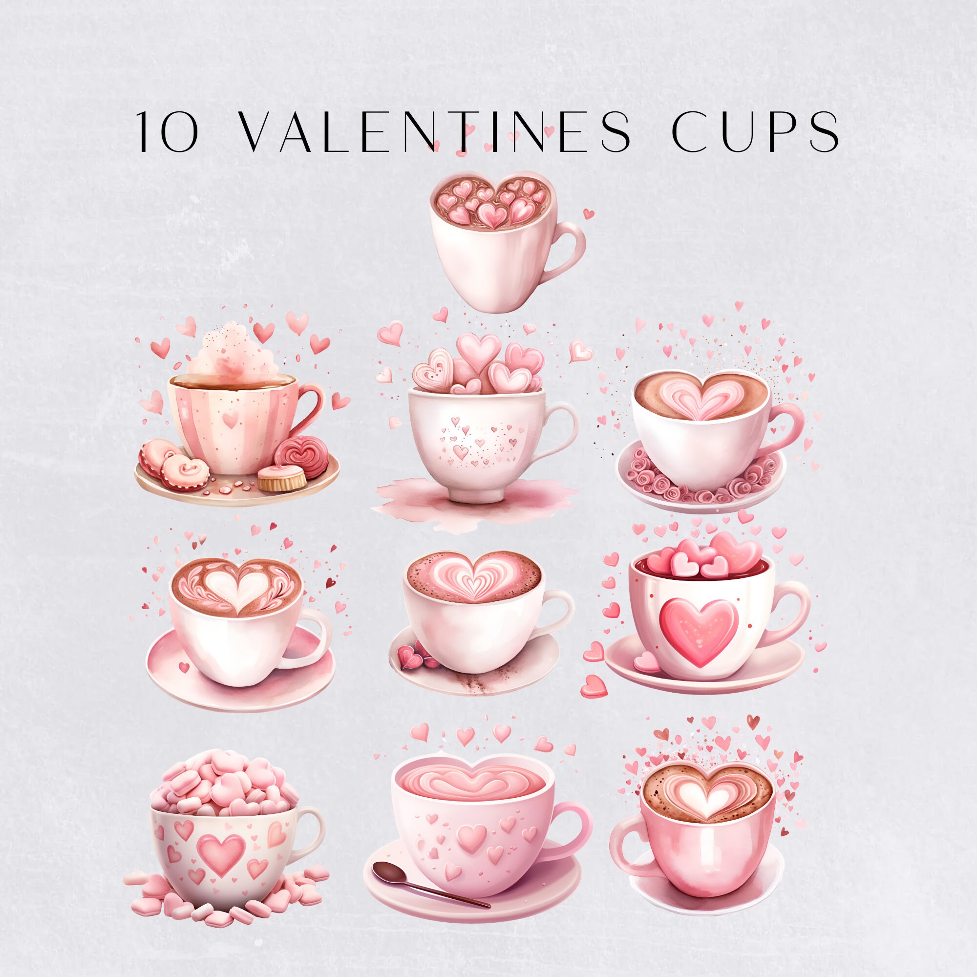 Coffee Valentines Day Clipart, Blush Valentines Day Illustrations, Love ...