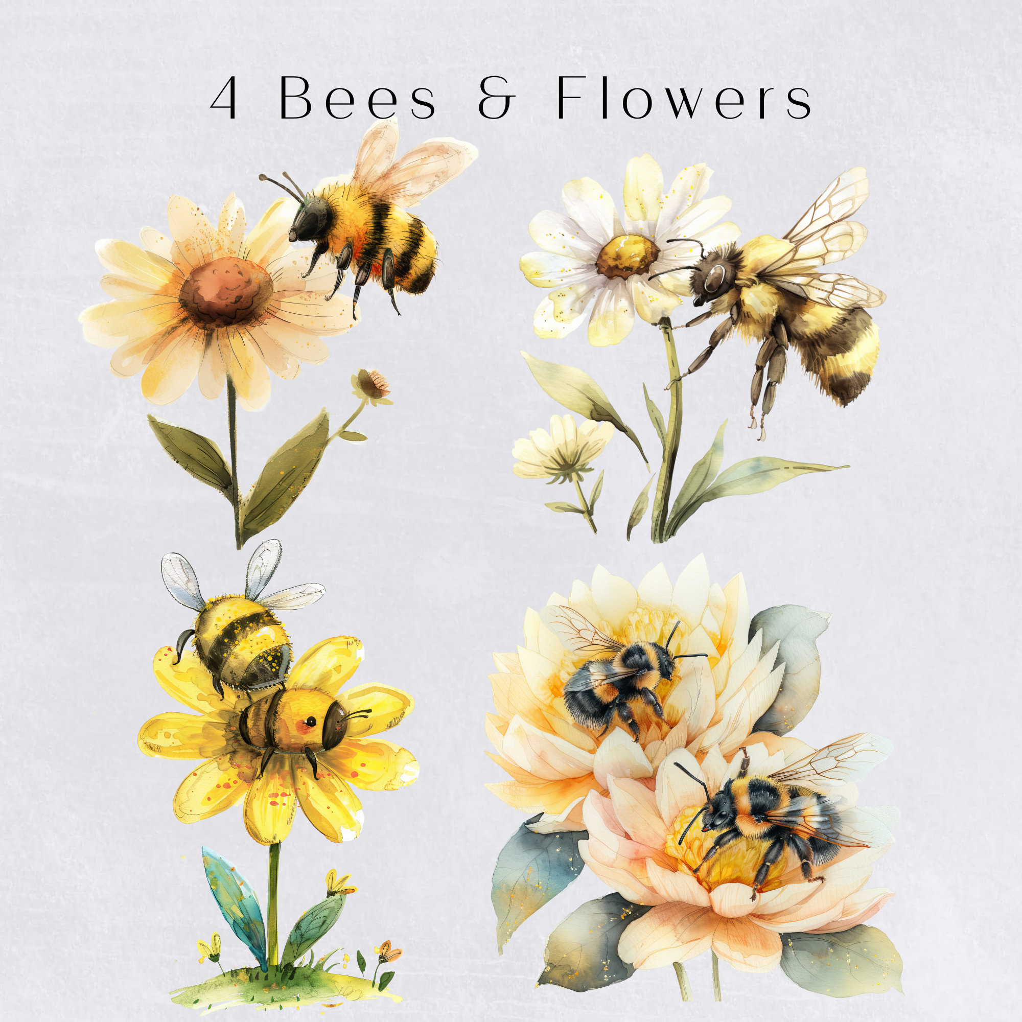 Watercolor Honey Bee Clipart Spring Garden Bee, Clipart for Gardeners ...
