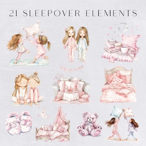 Sleepover Clipart, Pajama Squad Party Clip Art, Slumber Birthday ...