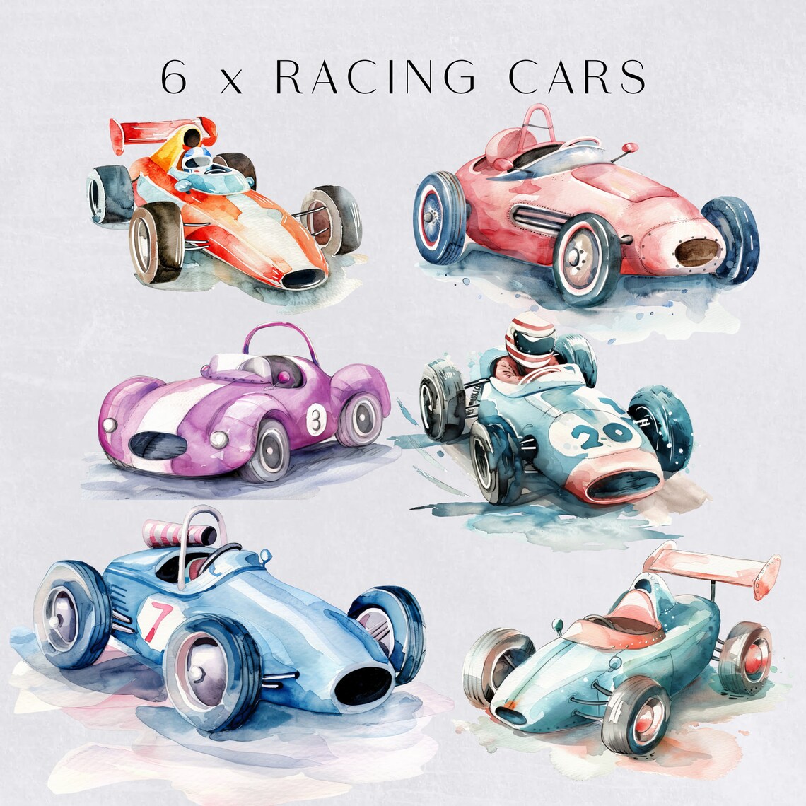 Retro Race Car Clipart, Vehicle Clipart, Red Sports Car, Blue Motor ...