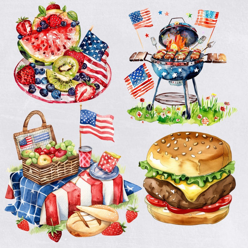 4th July Food Clipart, American Clip Art, Independence Day Pngs ...