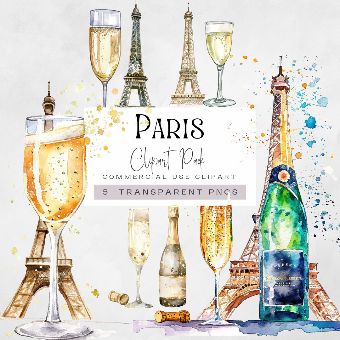 Paris Watercolor Clipart, Eiffel Tower Png, Romantic Graphics, Parisian ...