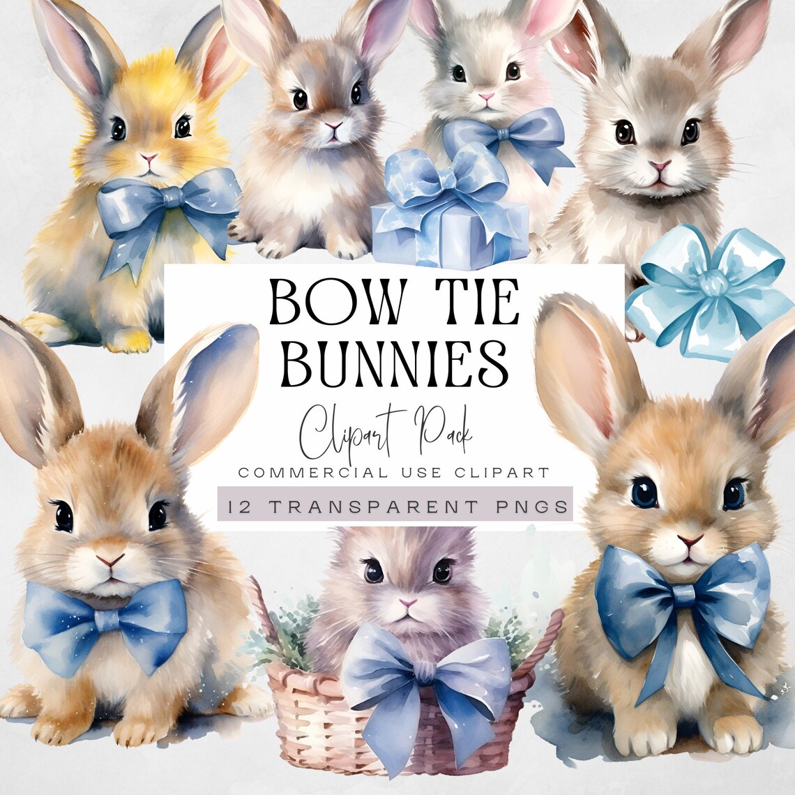 Easter Bunny Clipart Transparent, Watercolor Bunnies Graphics, Cute ...