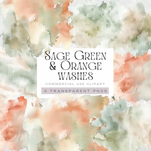 Sage Green Watercolor Wash Png, Pastel Orange Texture Clipart ...