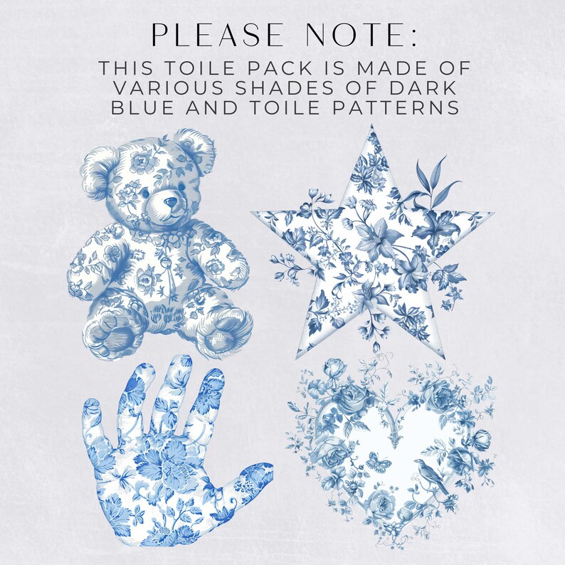 Toile Baby Shower Clipart, Blue Chinoiserie Pngs, Watercolor Baby on ...