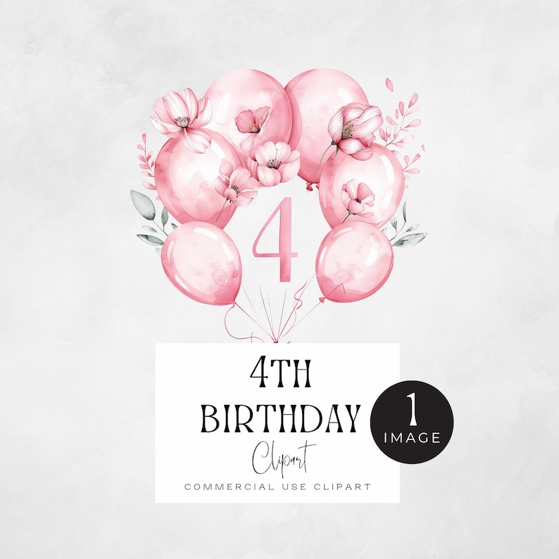 Number 4 Png, Pink 4th Birthday Girl Clipart | SINGLE IMAGE | Fourth ...