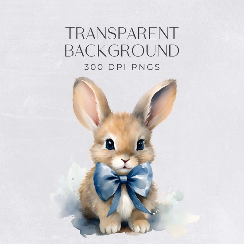 Easter Bunny Clipart Transparent, Watercolor Bunnies Graphics, Cute ...