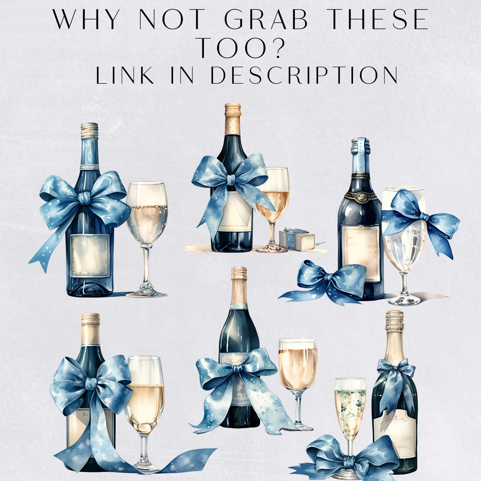 Champagne Bottle and Glass Clipart | SINGLE IMAGE | Wedding Champagne ...