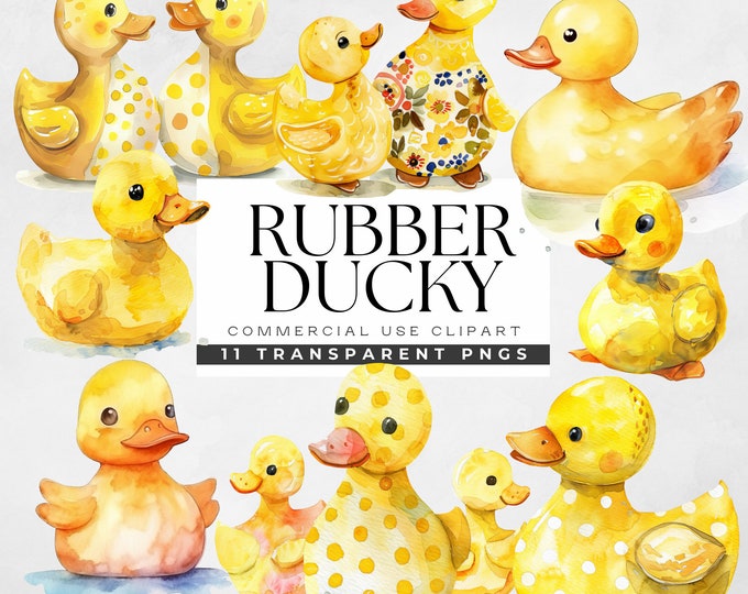 Rubber Duck Clipart | 11 High-quality Jpgs | Yellow Cute Rubber Duck ...