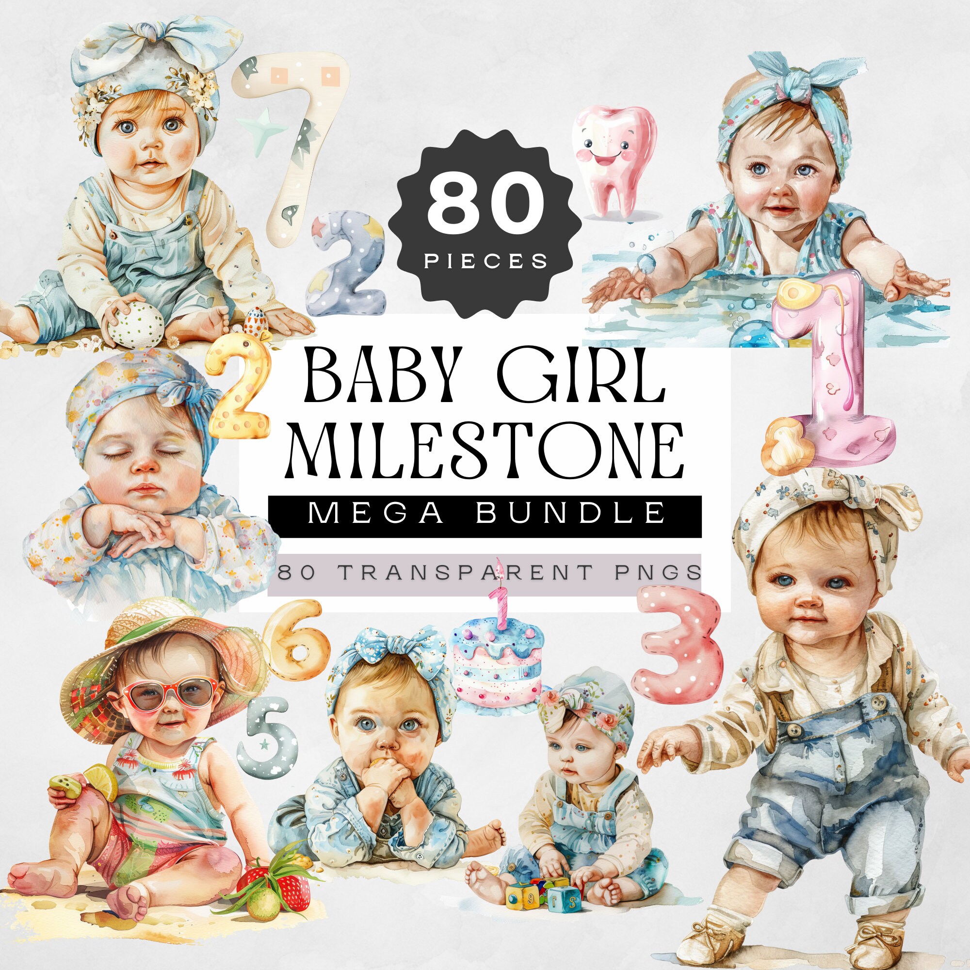 Monthly Milestone Clipart, Baby Girl Clip Art, Hello World Png, Infant ...