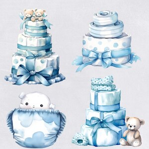 Baby Diapers Clipart, Blue Watercolor Baby Shower Games Clip Art, Nappy ...