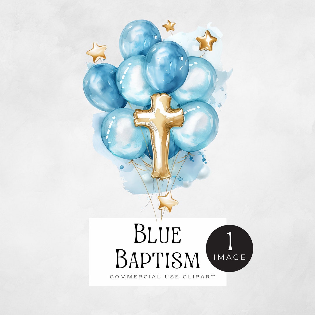 Boy Baptism Clipart, SINGLE, Gold Gross and Balloons Birthday Clip Art ...
