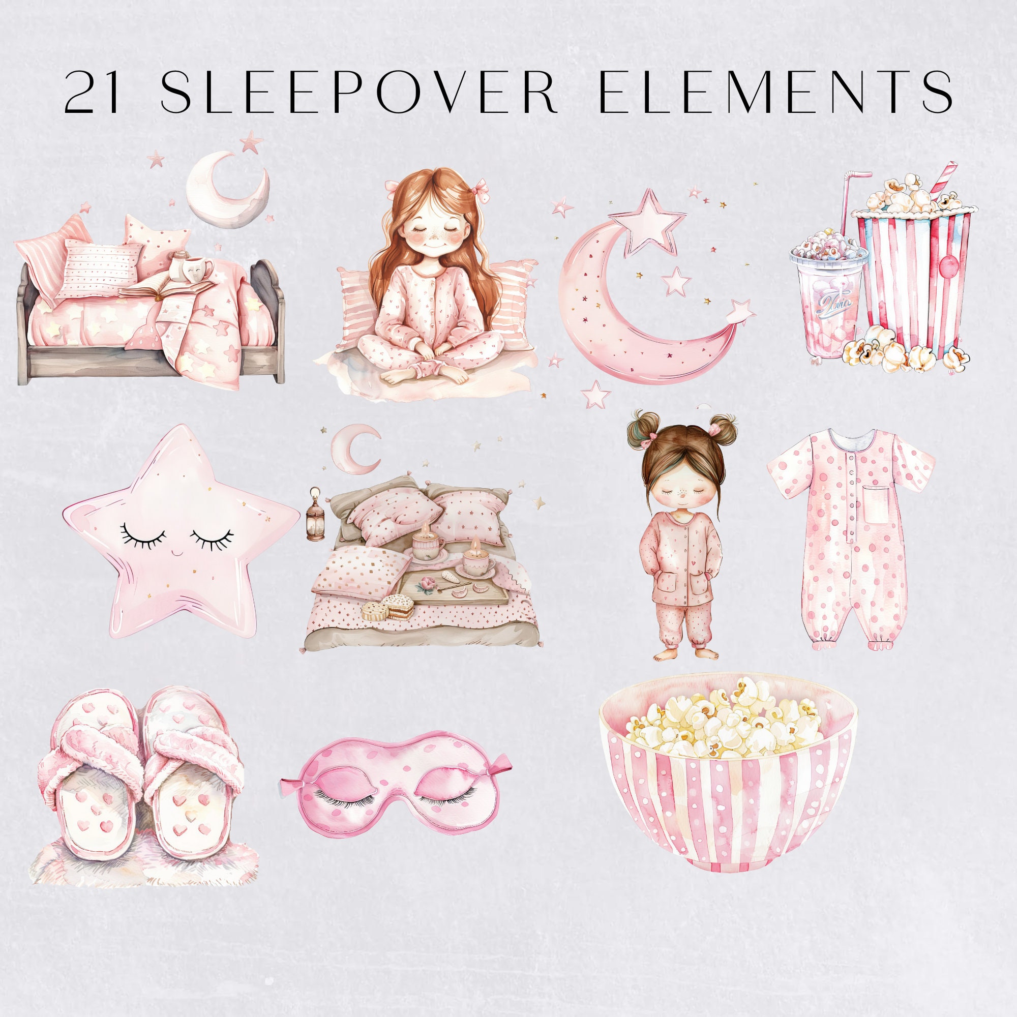 Sleepover Clipart, Pajama Squad Party Clip Art, Slumber Birthday ...