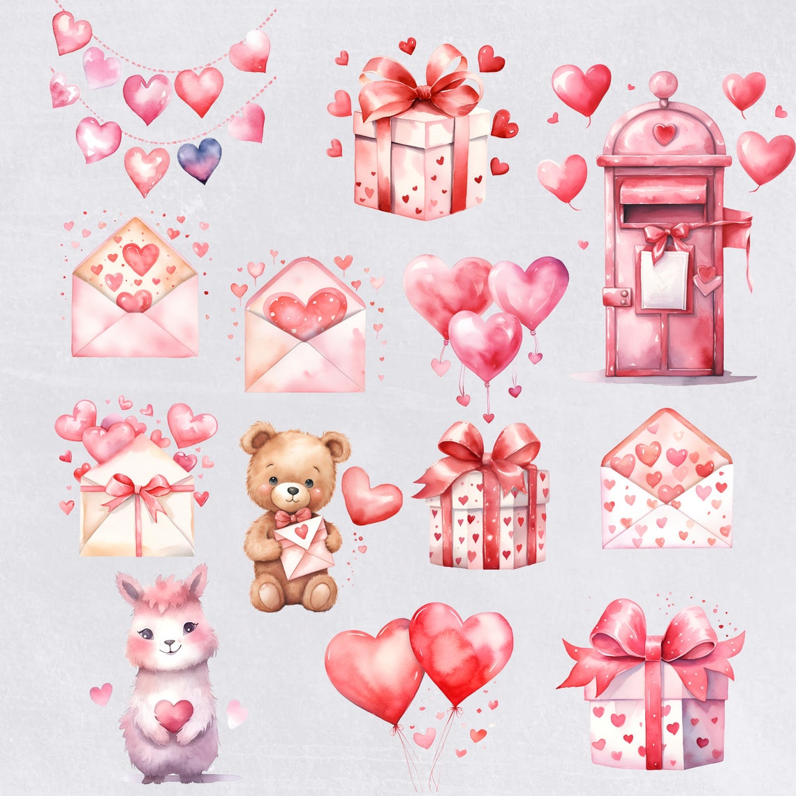 Valentines Mail Clipart, Love Letter Clipart, Romantic Graphics ...