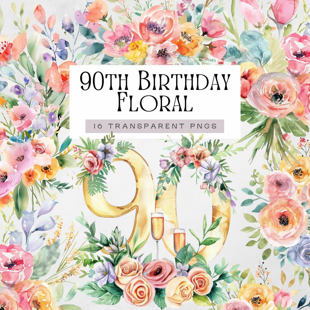 90th Birthday Png, Hello Ninety Party Clipart, 90 Years Young and ...