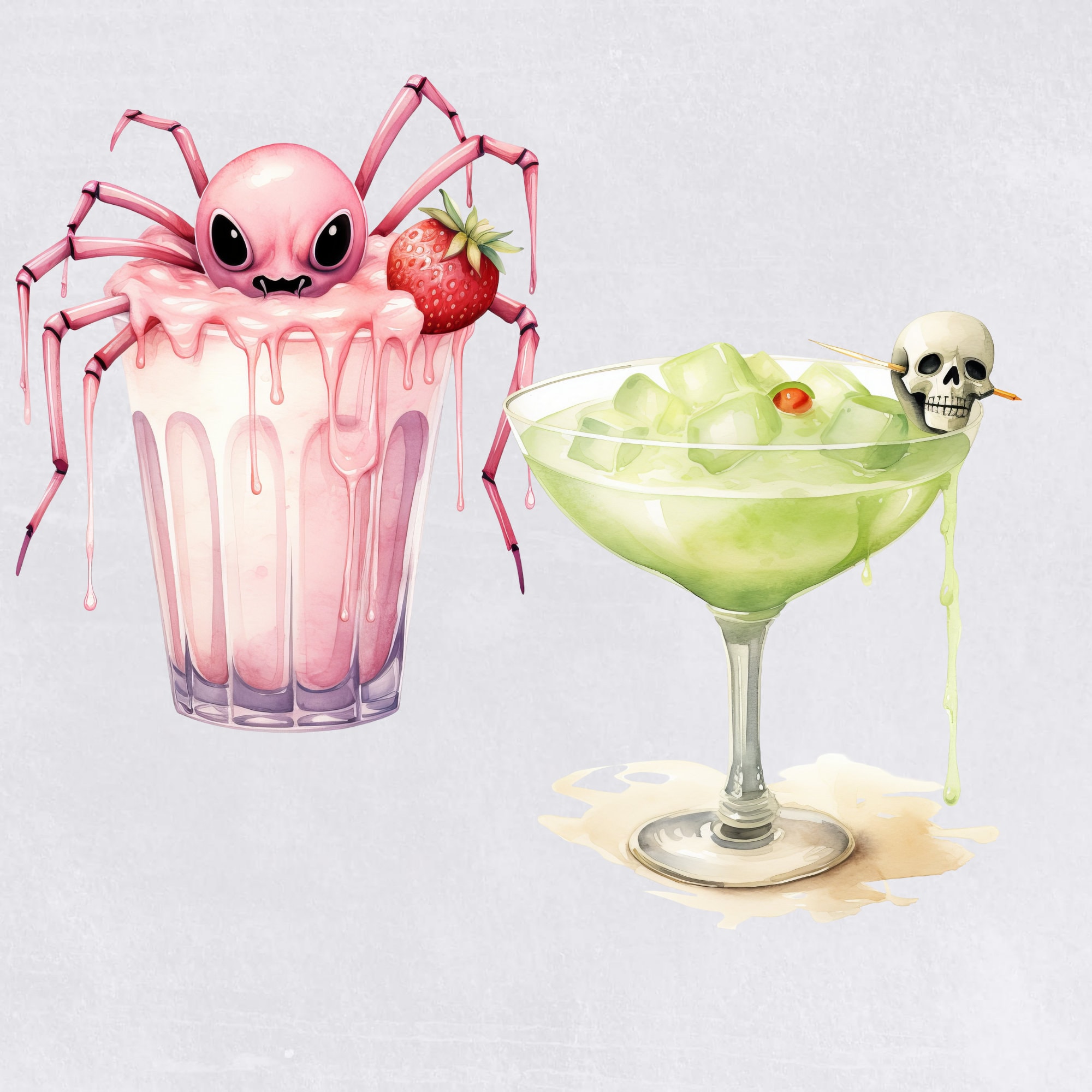 Halloween Cocktail Png, Spooky Pink Alcohol Drinks Illustration ...