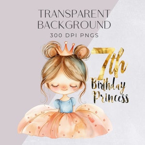 7th Birthday Princess Png | SINGLE IMAGE | Happy Seventh Birthday ...