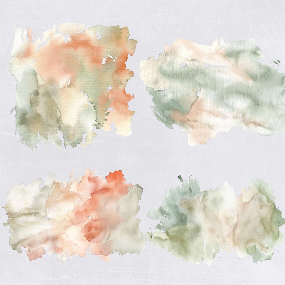 Sage Green Watercolor Wash Png, Pastel Orange Texture Clipart ...