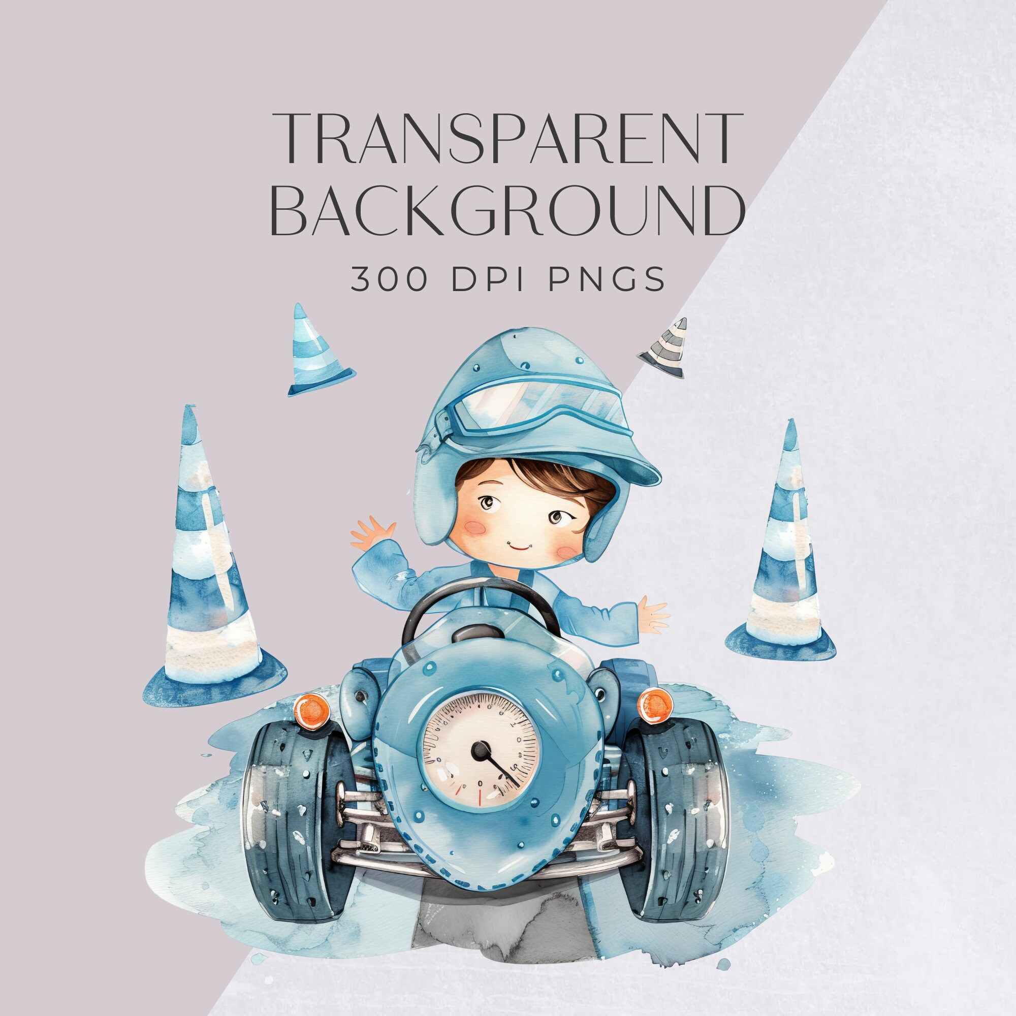 Racing Car Watercolor Clipart, Blue Race Car Clipart, Baby Nursery ...