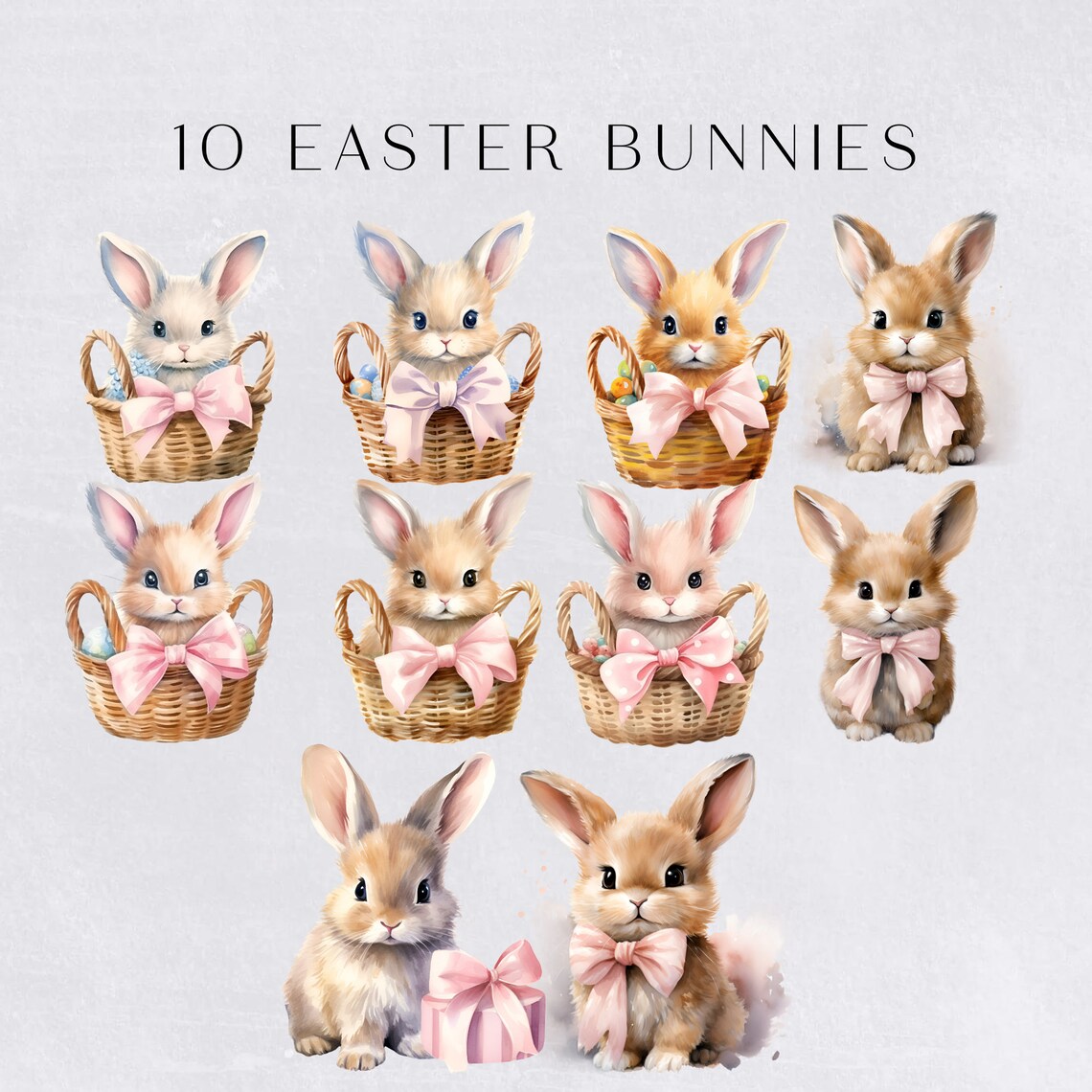 Easter Bunny Clipart Transparent, Watercolor Bunnies Graphics, Cute ...