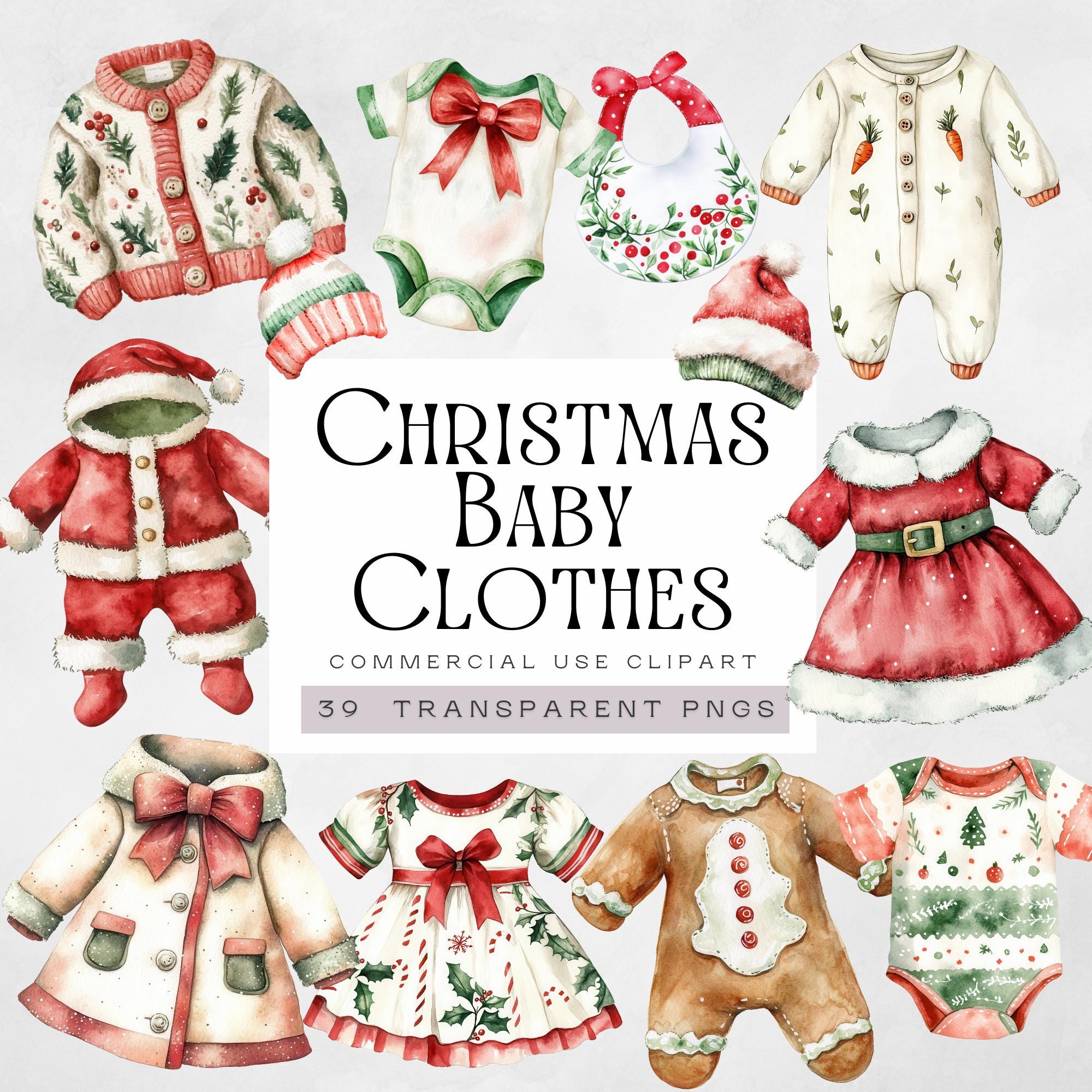 Christmas Baby Clothes Clipart, Baby's First Xmas Png, Festive Baby ...