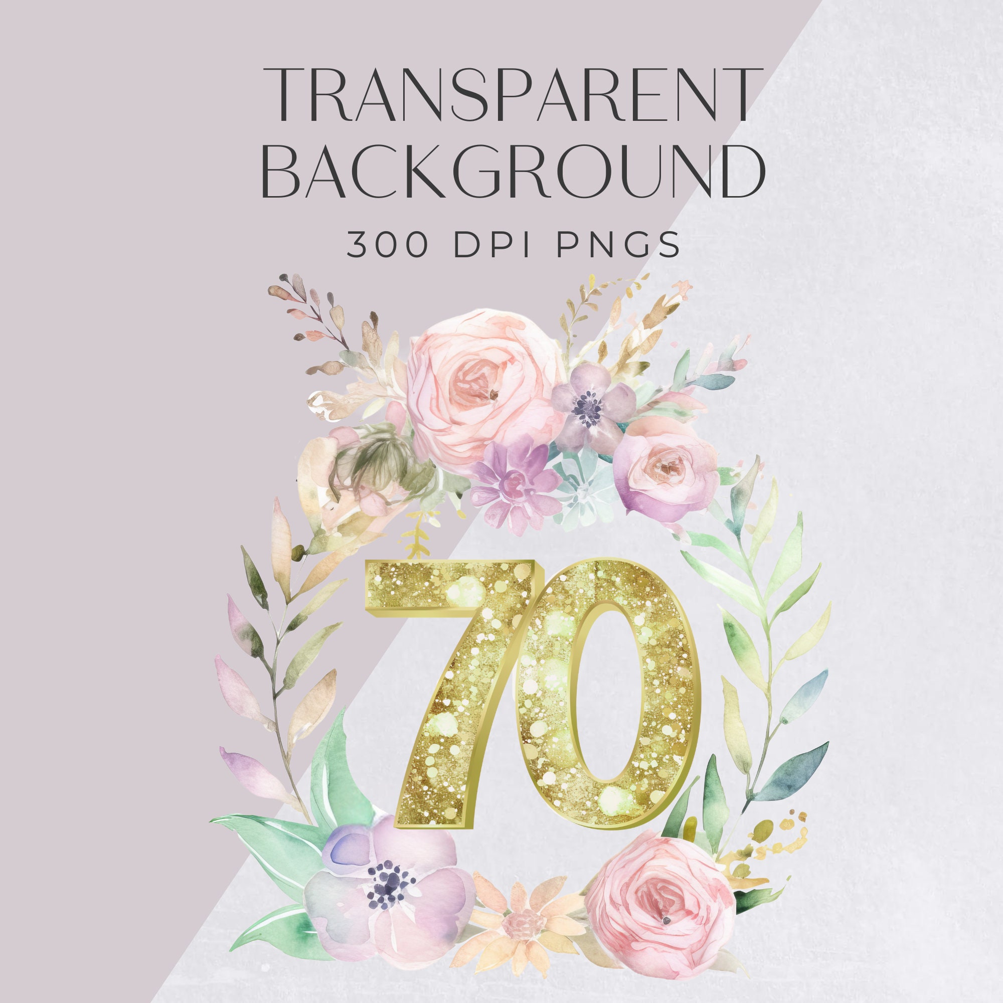 70 Years Png SINGLE IMAGE 70th Birthday Clipart, Seventy & Fabulous ...