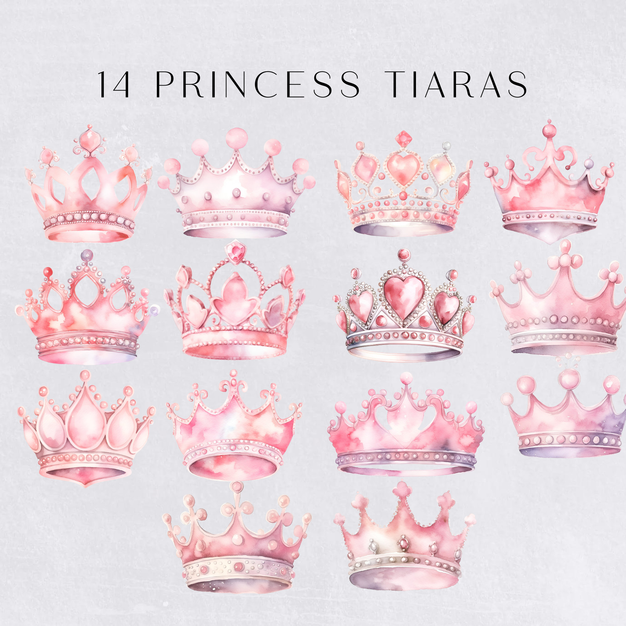 Crown Tiara Clipart, Pink Watercolor Tiaras Clip Art, Royal Baby Shower ...