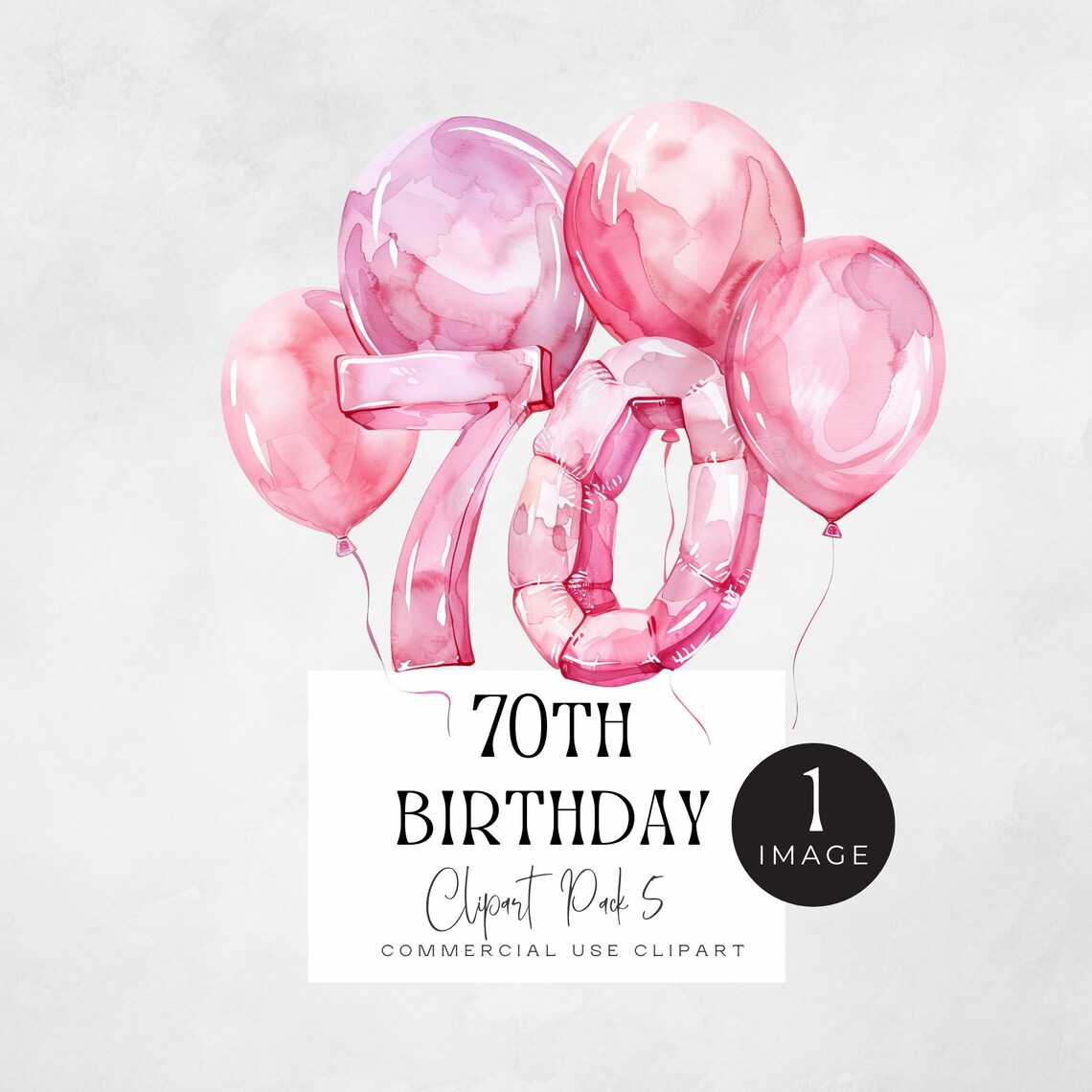 70th Birthday Png SINGLE IMAGE 70 Years Old Clipart, Seventy & Balloons ...