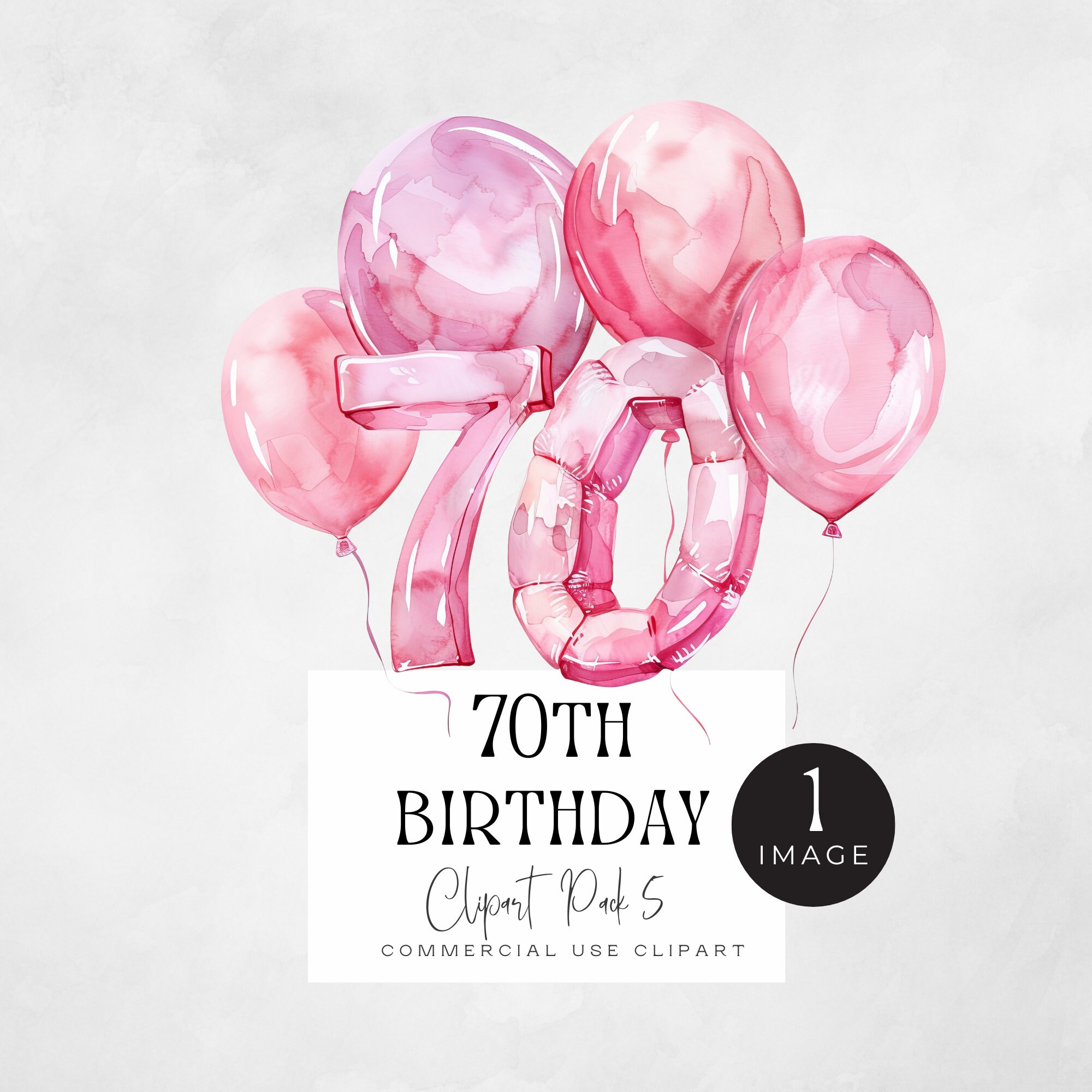 70th Birthday Png SINGLE IMAGE 70 Years Old Clipart, Seventy & Balloons ...