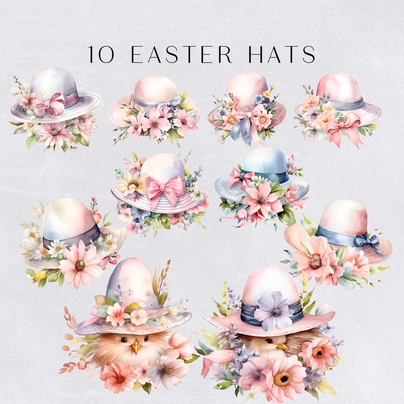 Easter Hat Clipart, Womans Straw Hat With Florals, Flowers, Cute ...