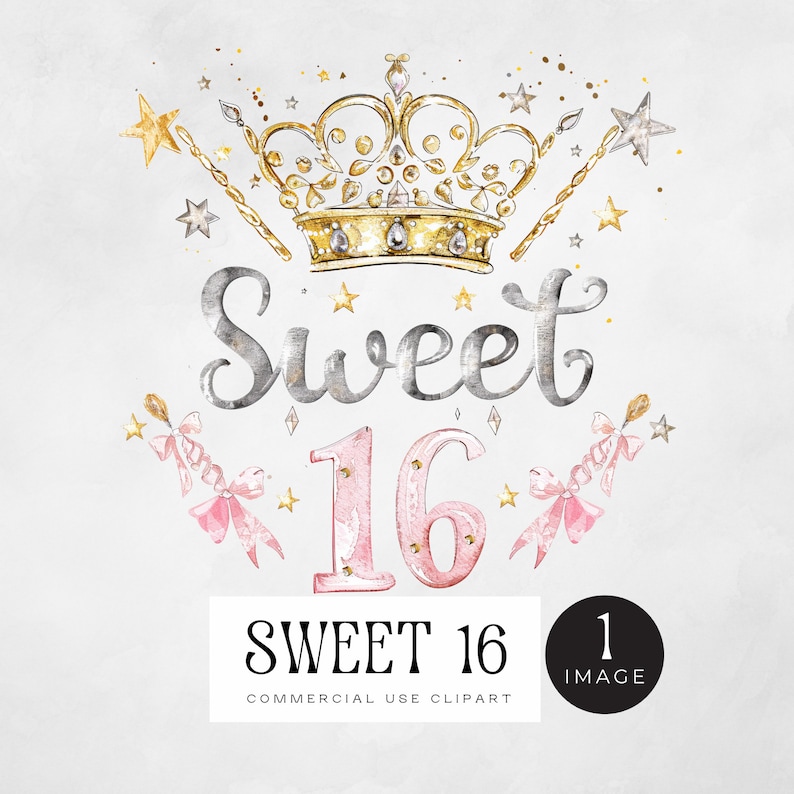 Sweet Sixteen Queen Png | SINGLE IMAGE | Birthday Girl Princess Gold ...