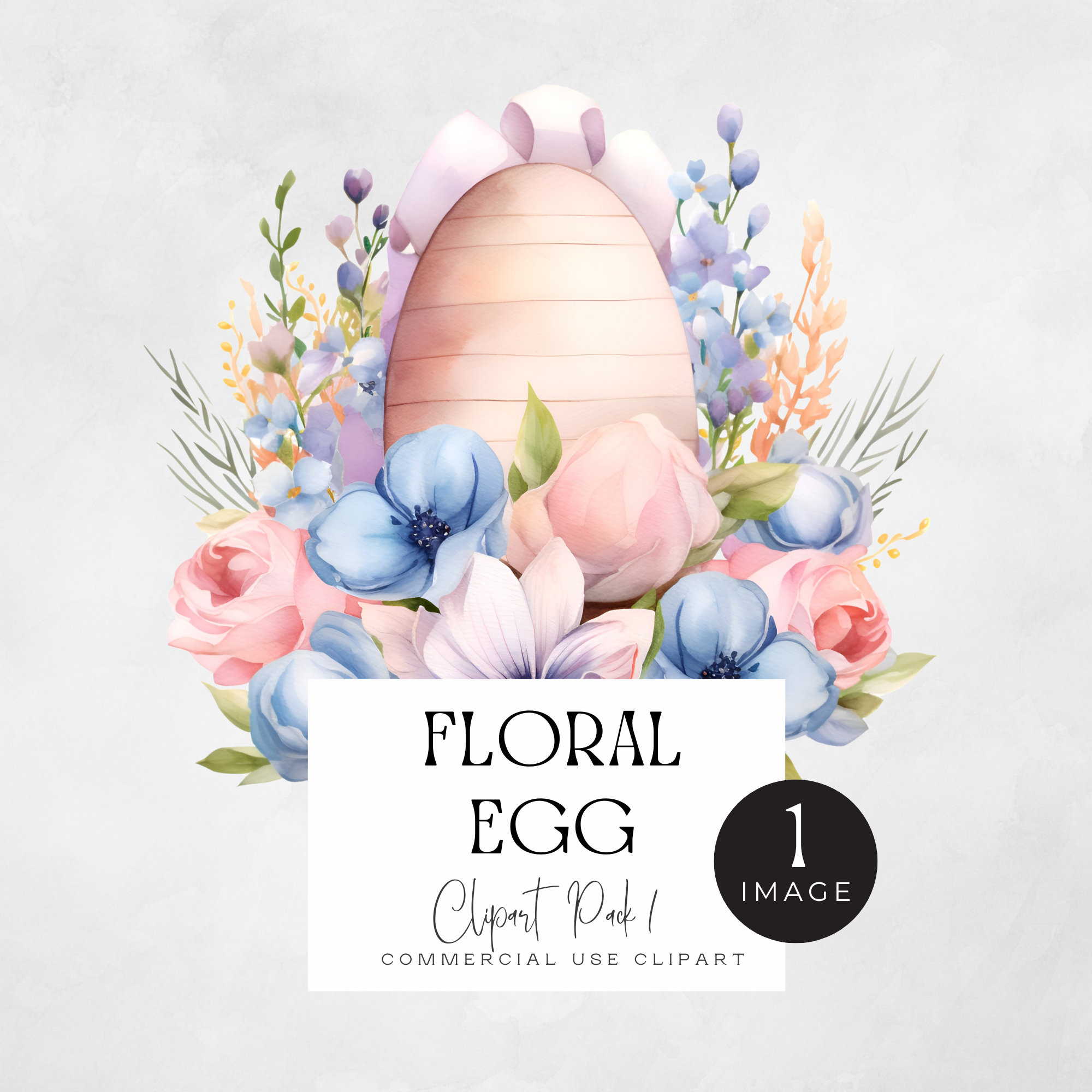 Floral Watercolor Easter Eggs Clipart | SINGLE IMAGE | Egg Clip Art ...