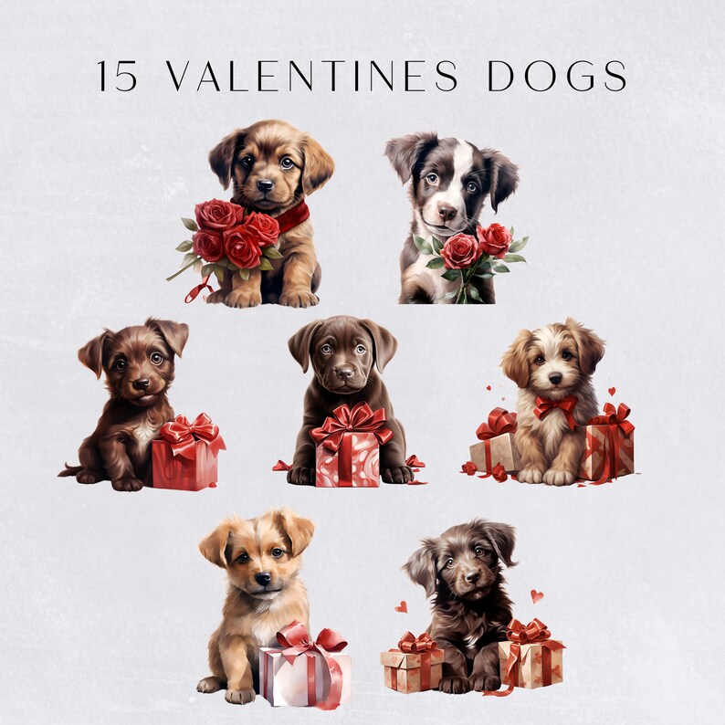 Valentines Day Dog Clipart, Animal Love Clipart Set, Valentine Puppy ...